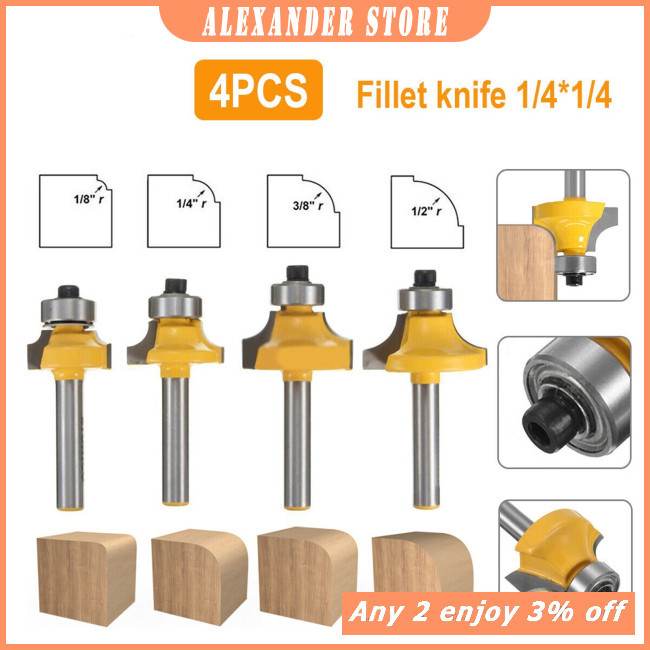 Alex 1/4-Inch Shank Roundover Edging Router Bit Set Canto ...