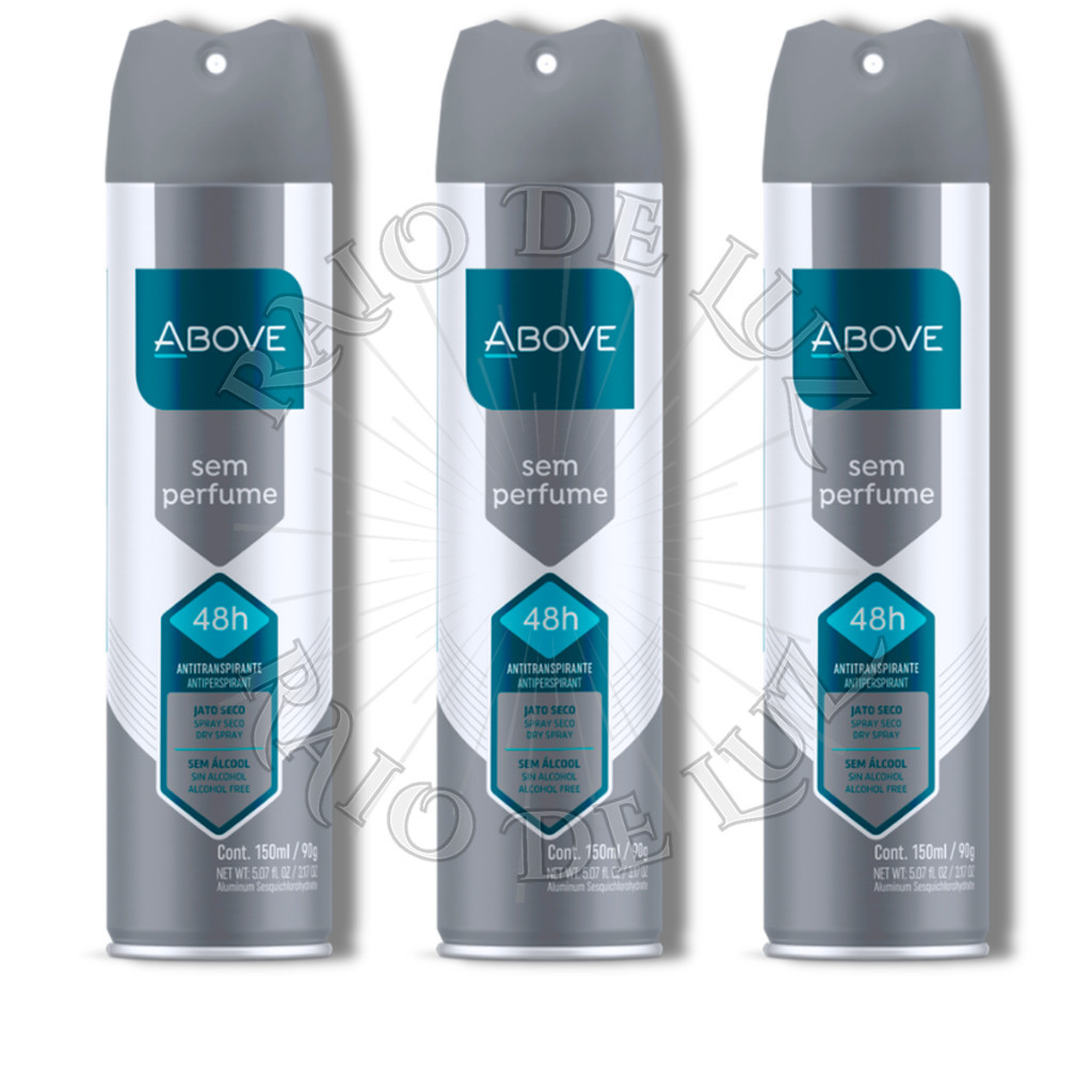 Kit 3 Desodorante Above Sem Perfume Cheiro Antitranspirante Aerosol ...
