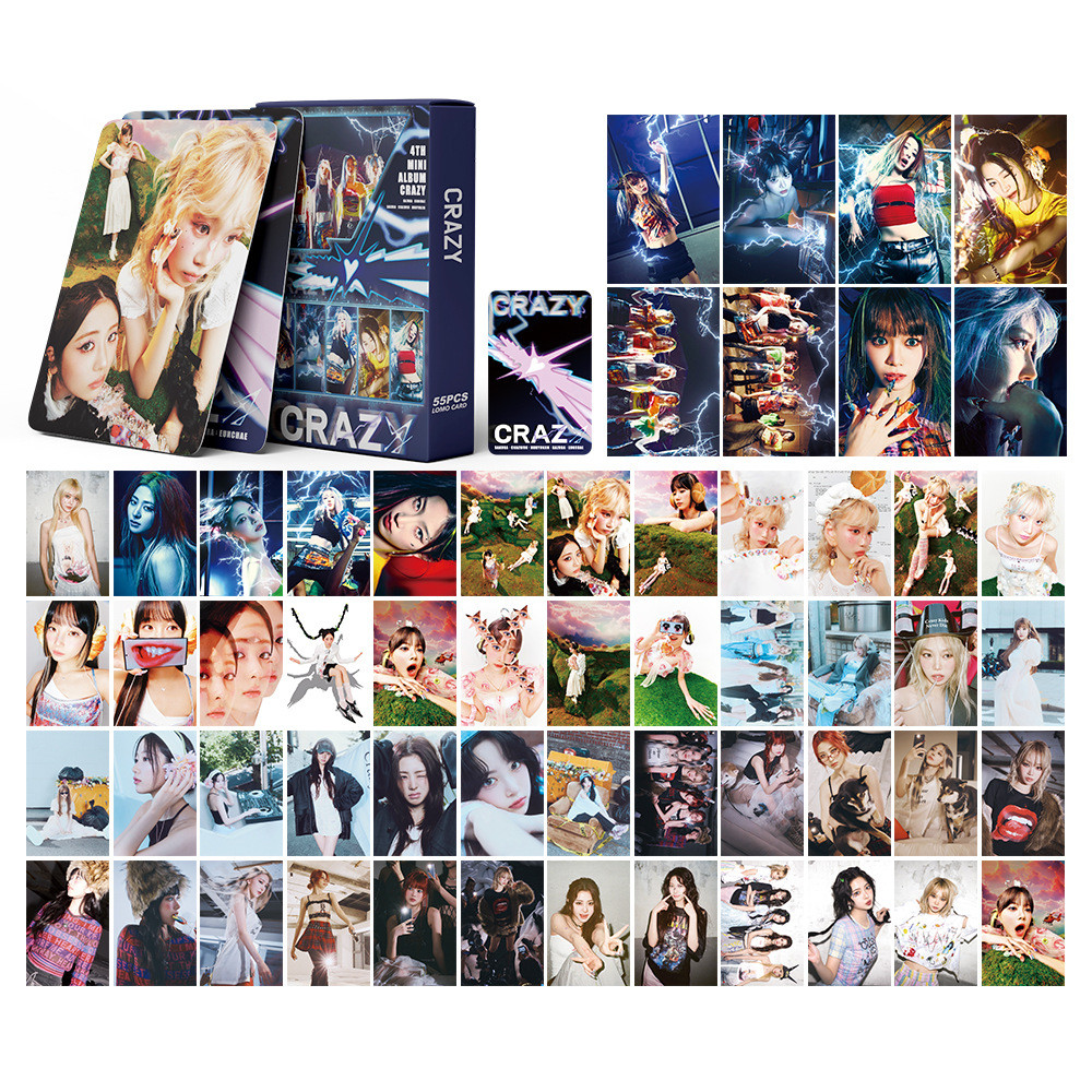 55pcs/box LE SSERAFIM CRAZY Mini Album EASY Photocards Lomo Cards ...
