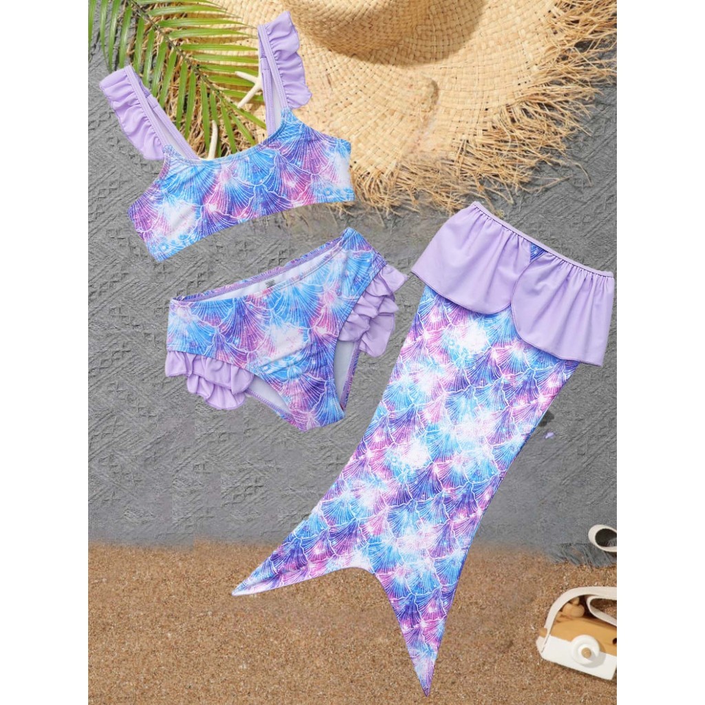Kit 3 Peças Conjunto de Maiô Bikini Forrado e Saída de Praia / Banho ...