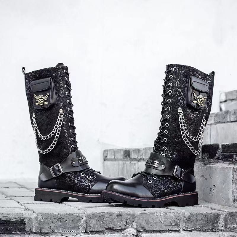 Botas masculinas treinador Rock Punk de alta qualidade superfície fosca ...