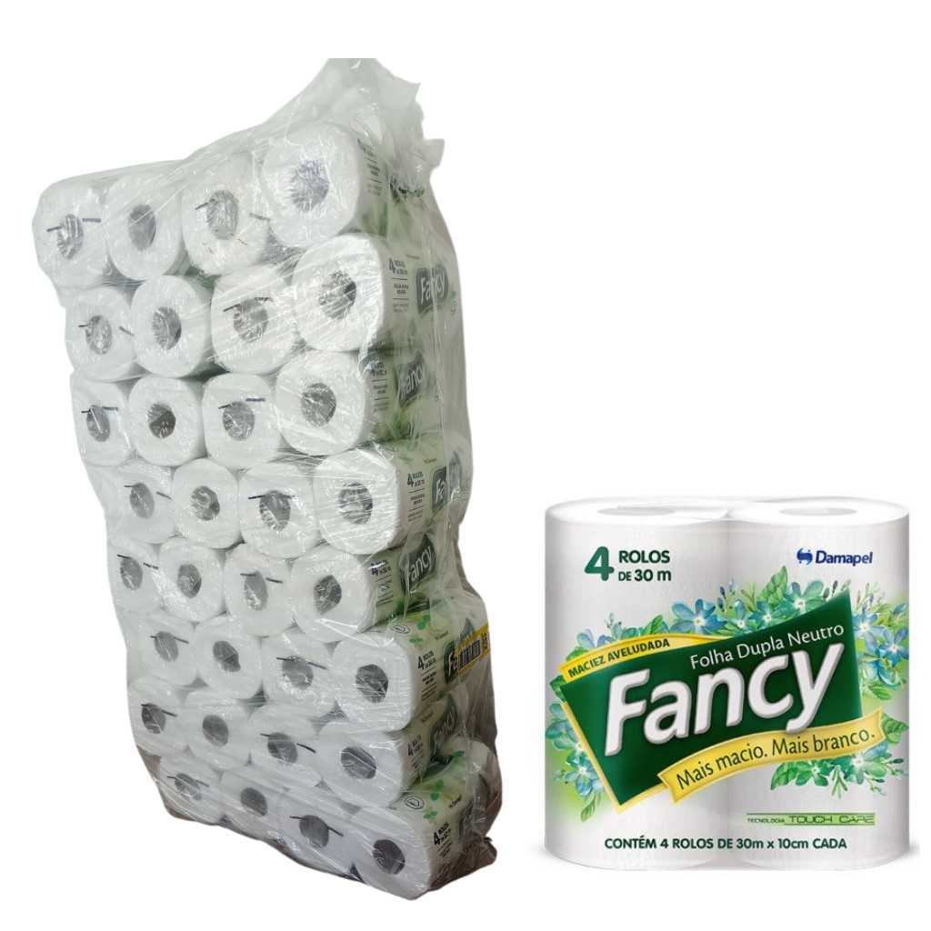 Papel higiênico Fancy folha dupla 30 m Fardo 32/64 Rolos | Shopee Brasil