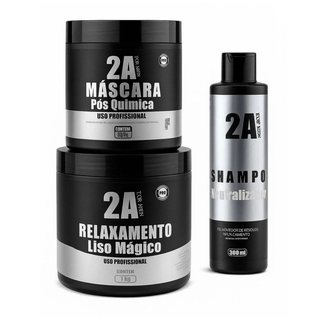 Kit Alisamento Americano Liso Mágico + Shampoo + Hidratante 2a For Men ...