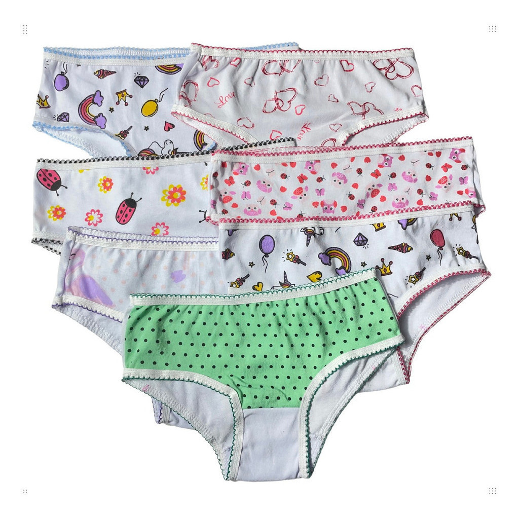Kit 12 Calcinha Infantil Feminina Menina P ao GG | Shopee Brasil