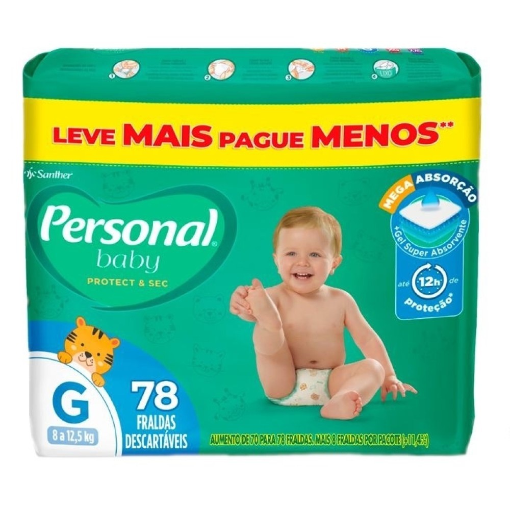 Fralda Personal Baby Giga G 78 Unidades | Shopee Brasil