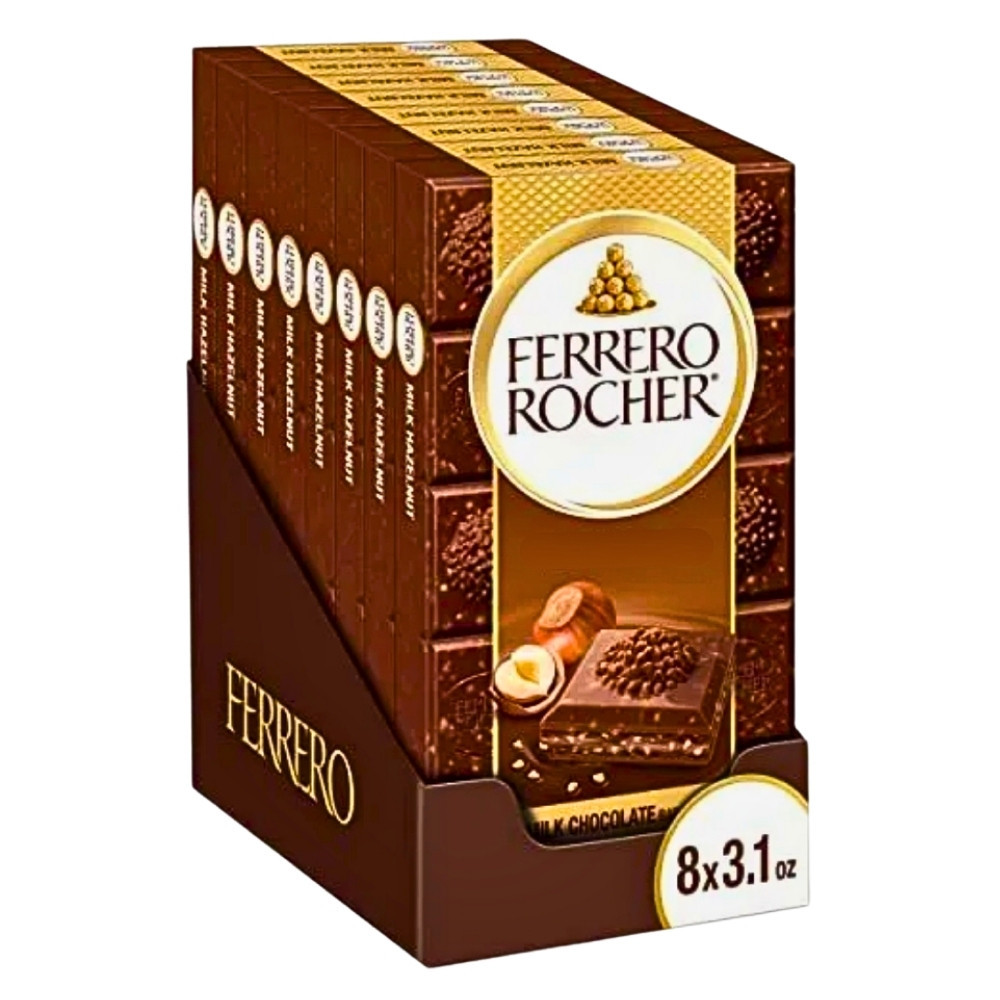 1cx De Barra De Chocolate Ao Leite FERRERO ROCHER 90g - 8un | Shopee Brasil