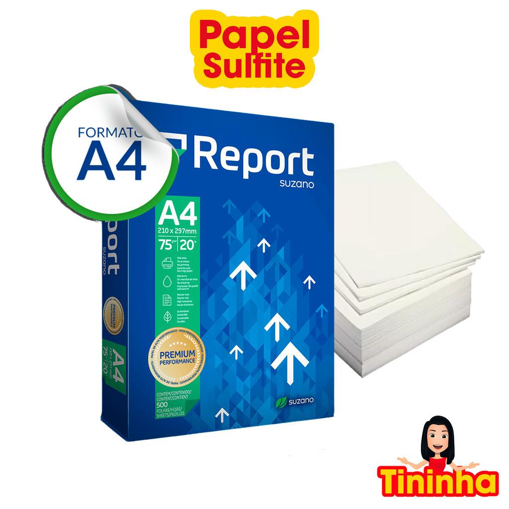 Papel Report Sulfite Resma com 500 Folhas A4 Folha Ofício Para ...