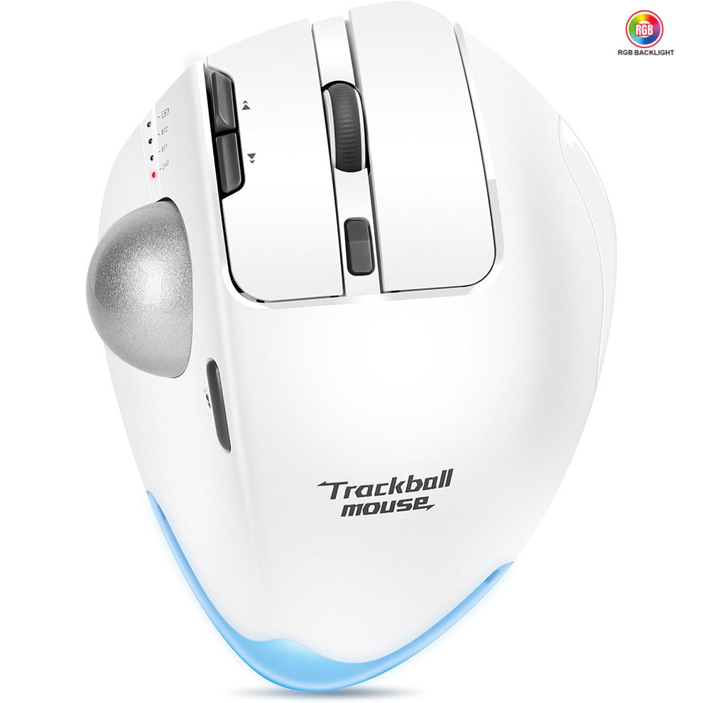 Rato Óptico Recarregável Bluetooth Trackball Mouse Ergonômico ...