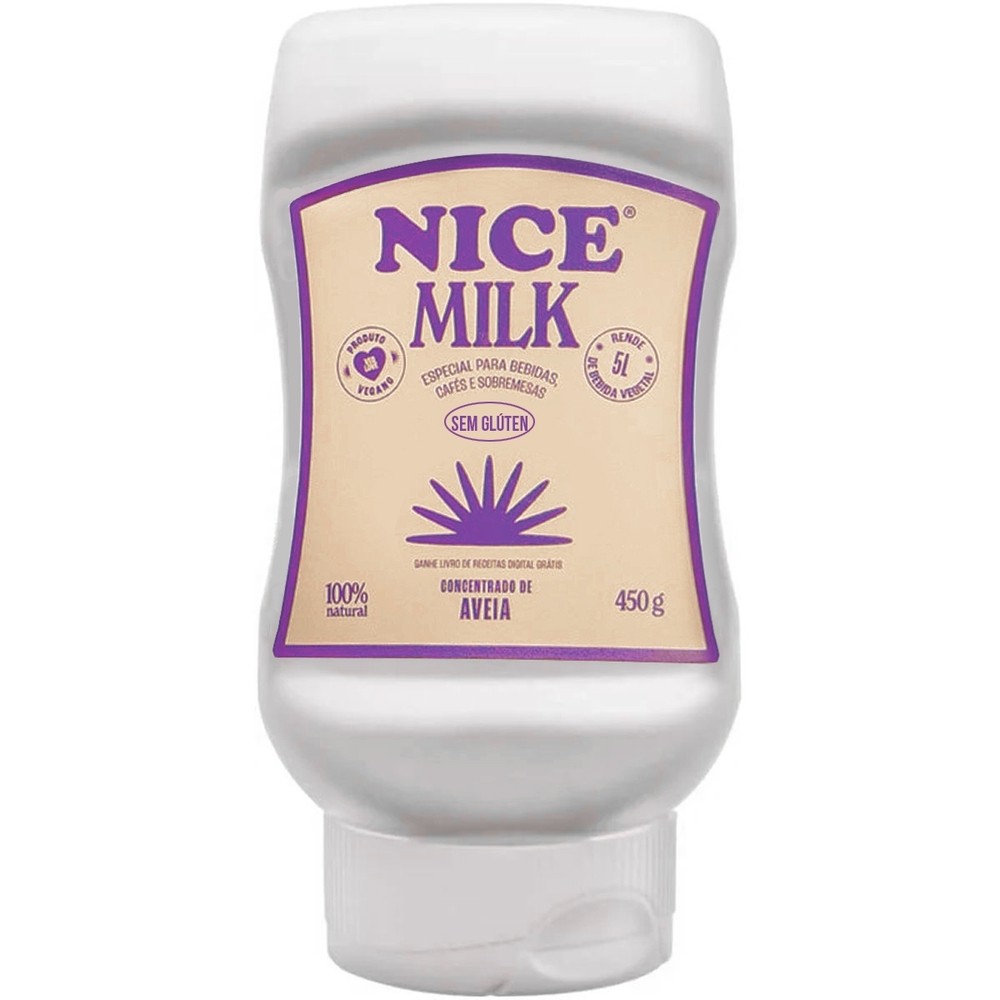 Nice Milk Leite Vegetal de Aveia Concentrado Sem Glúten 450g Rende 5L | Shopee Brasil