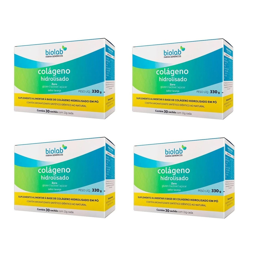 Kit 4 Suplemento Biolab Colágeno Hidrolisado Peptan 30 Sachê | Shopee ...