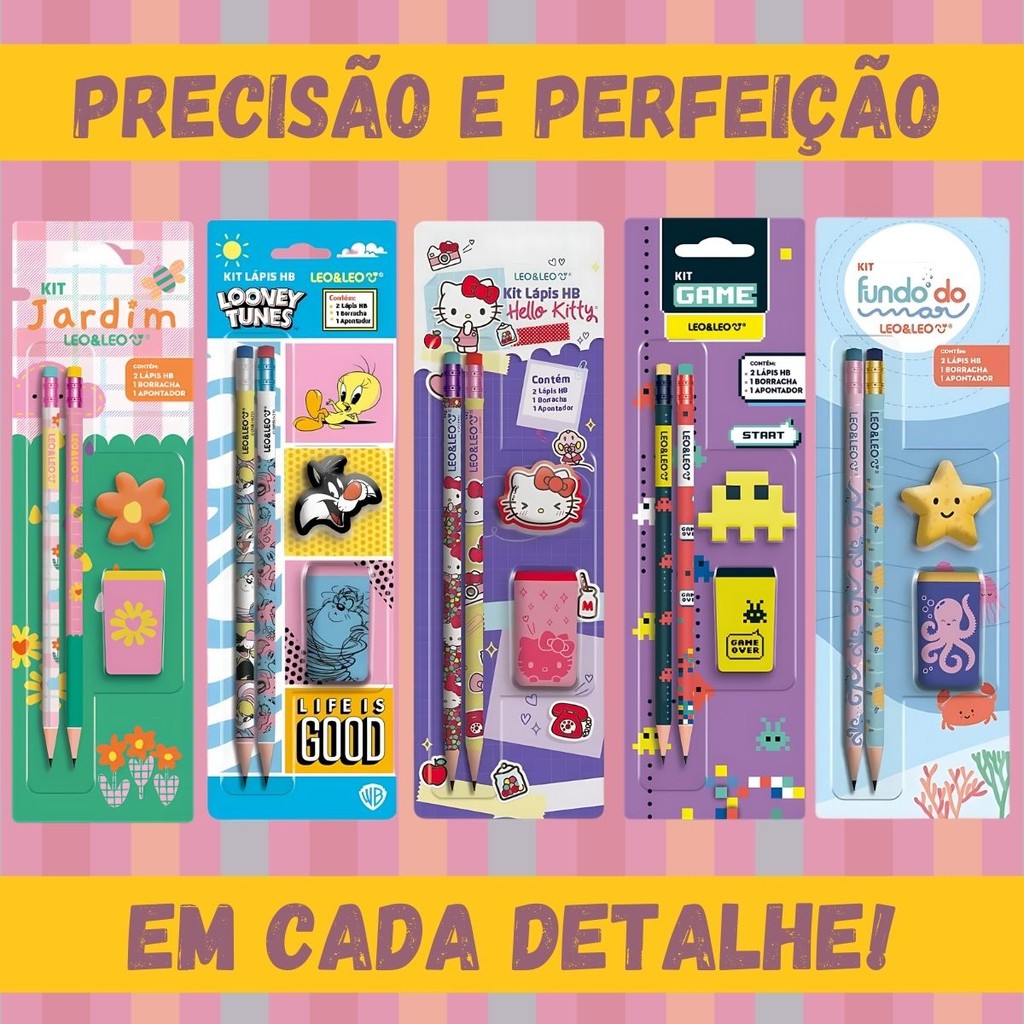 Kit Lapis Hb 2 Lapis + Apontador + Borracha Leo & Leo | Shopee Brasil