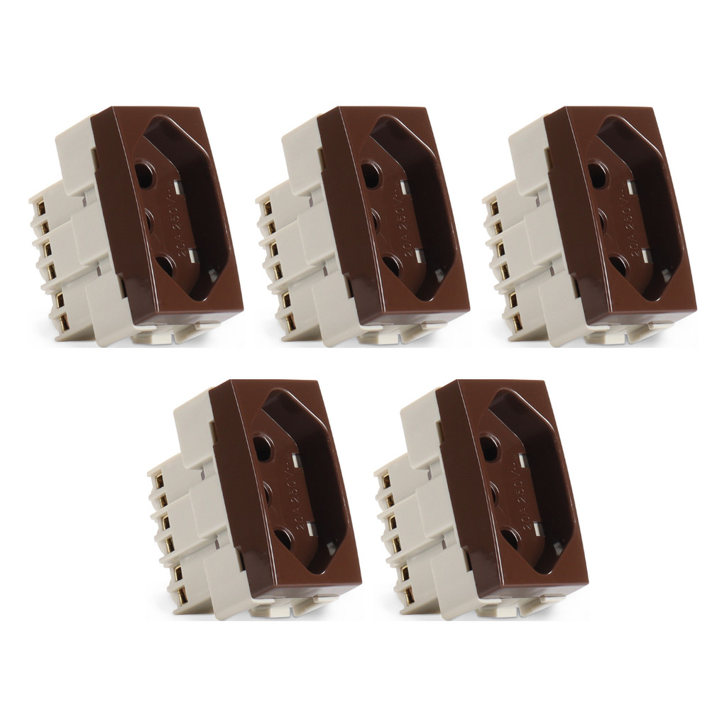 Kit 5 Módulo Tomada Sleek Marrom 2p+t 20a Margirius | Shopee Brasil