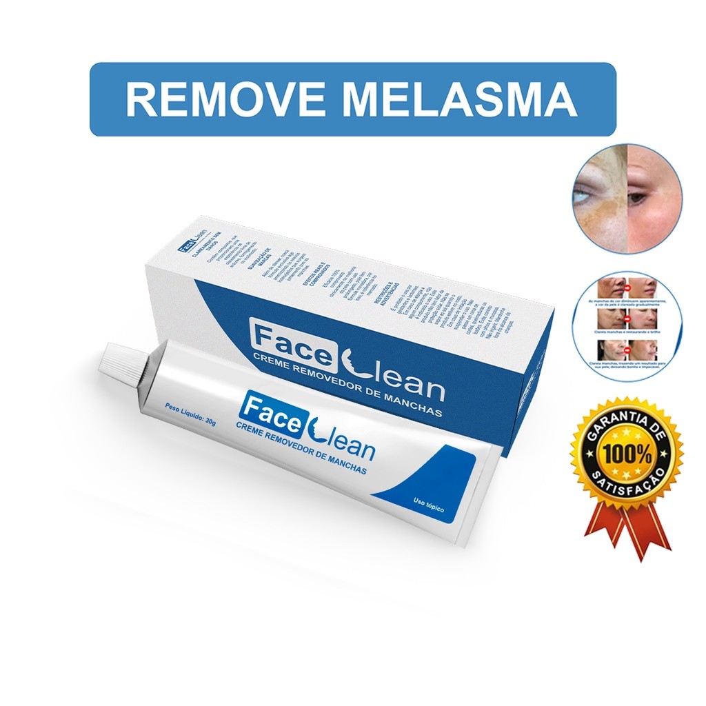 Creme Clareador Facial de Melasma e Manchas Face Clean Rosto, colo e ...