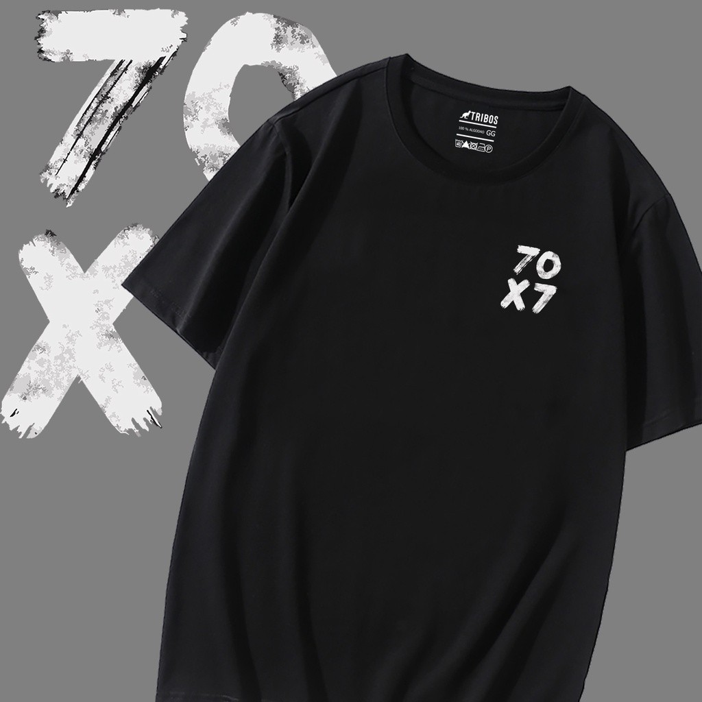 Camiseta Masculina preta de algodão Gospel Perdao 70x7 | Shopee Brasil