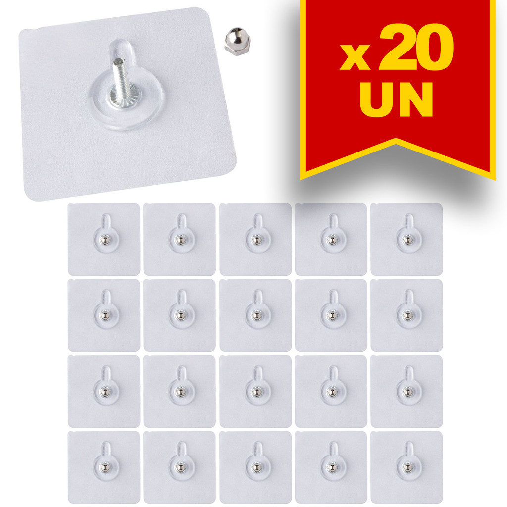 Kit 20 Ganchos Adesivos Multiuso prático sem furos na parede | Shopee ...
