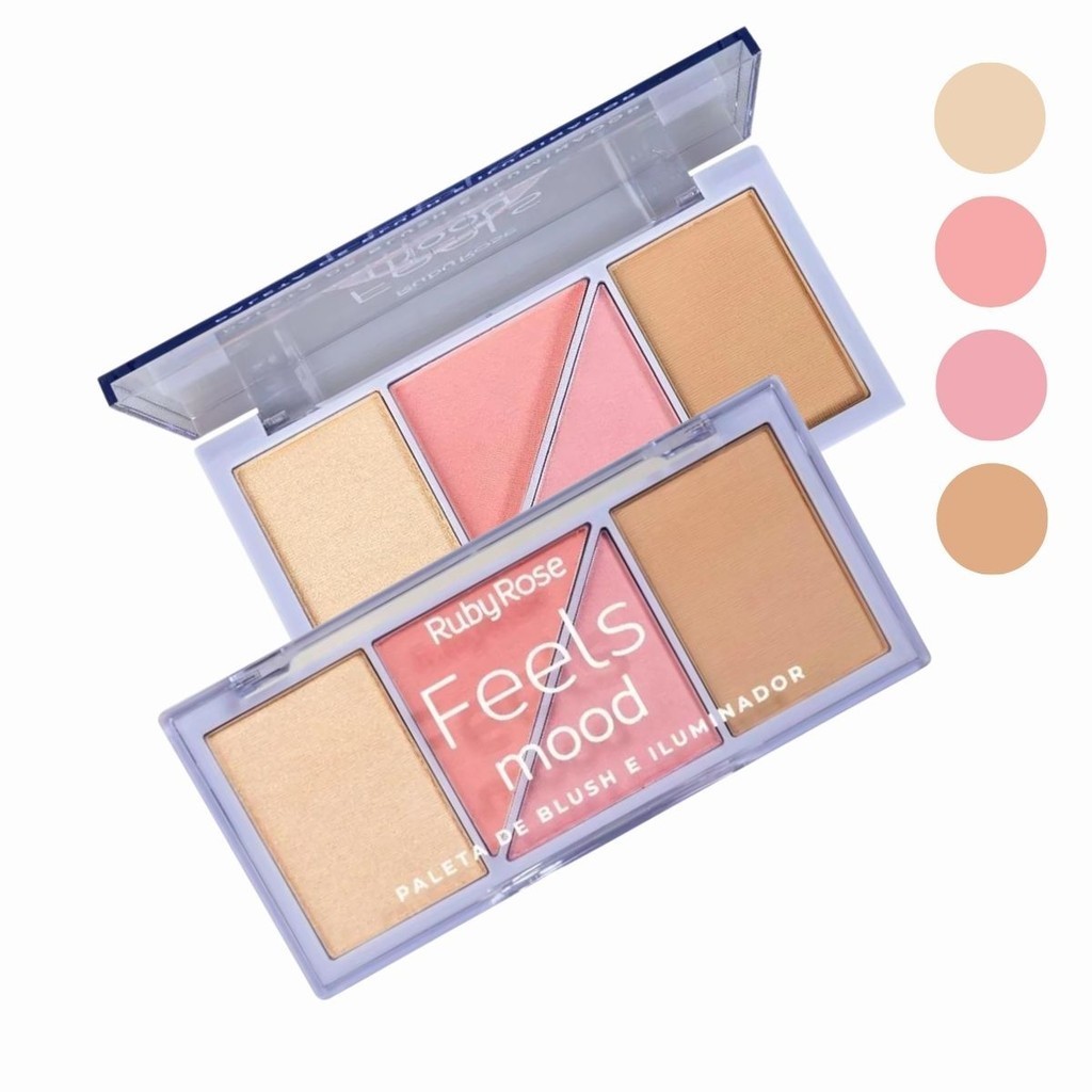 Paleta De Blush E Iluminador Feels Mood HB75291 Ruby Rose | Shopee Brasil