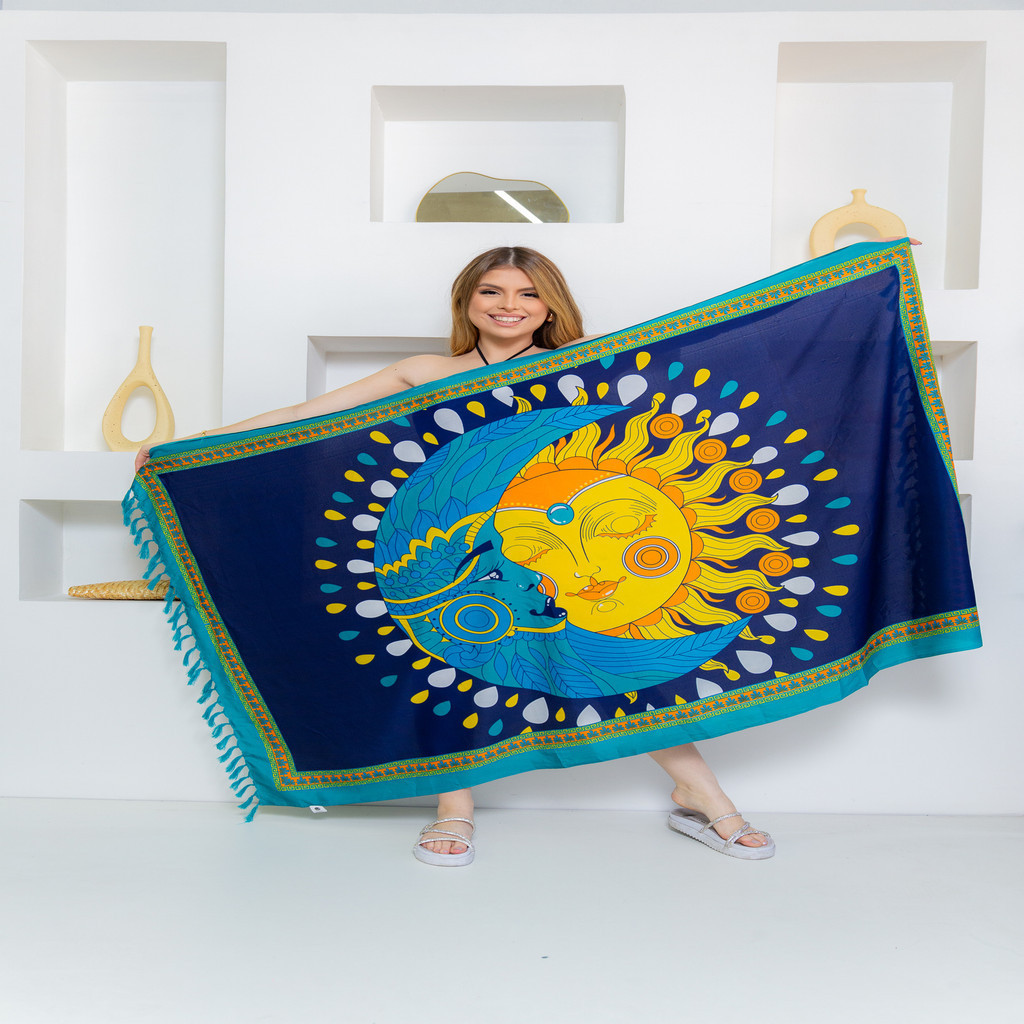 Canga De Praia E Piscina Lindas Moda Verão Sol e Lua C20 | Shopee Brasil