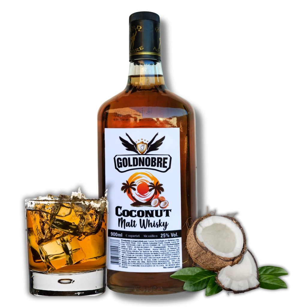 Whisky Gold Nobre Coconut Sabor Coco Malte Drink Dose Shot | Shopee Brasil