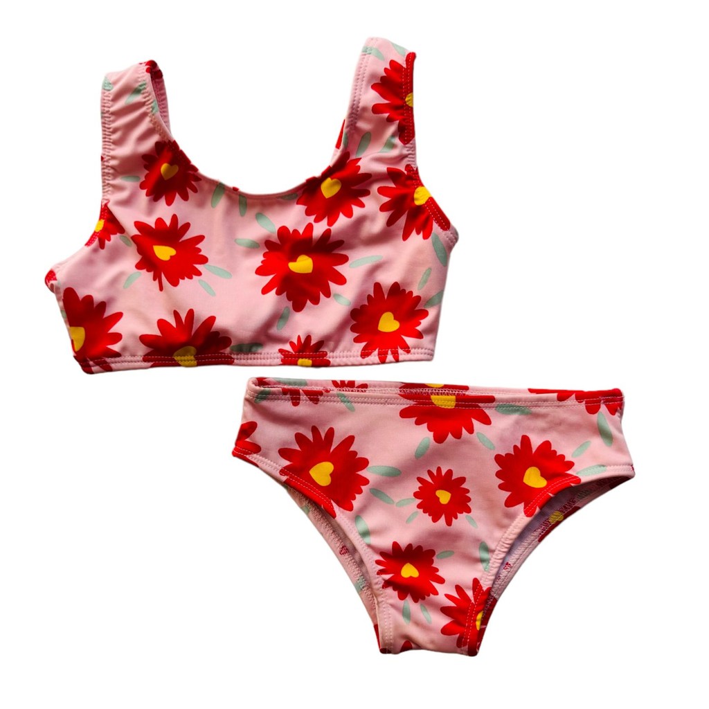 conjunto de biquini infantil forrado menina top com amarração calcinha ...