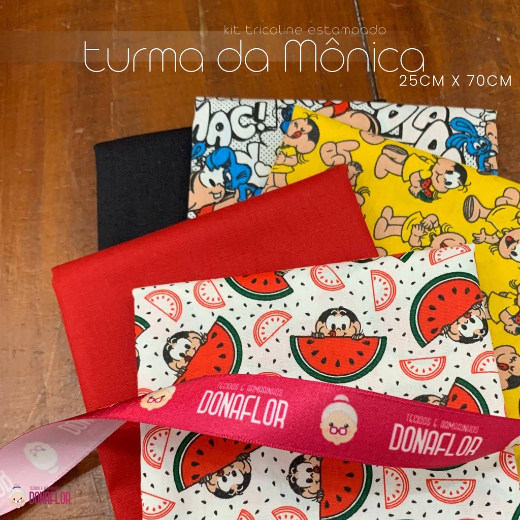 Kit 5Tricolines Turma da Mônica 25x70cm 100% ALG para Artesanatos em ...