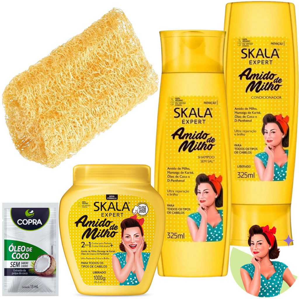 Kit Amido de Milho Hidratante Oleo de Coco Copra Tratamento Capilar ...