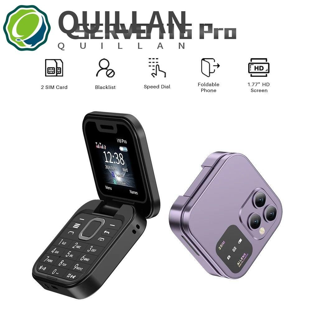 QUILLAN Mini Flip Mobile Phone , I16Pro 2SIM Telefone Dobrável Com ...