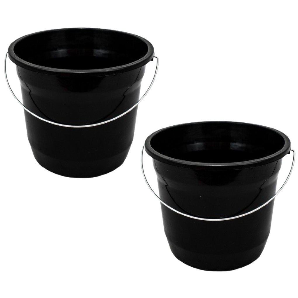 Kit 2 Baldes Reforçado Balde Plástico Preto 5 litros | Shopee Brasil
