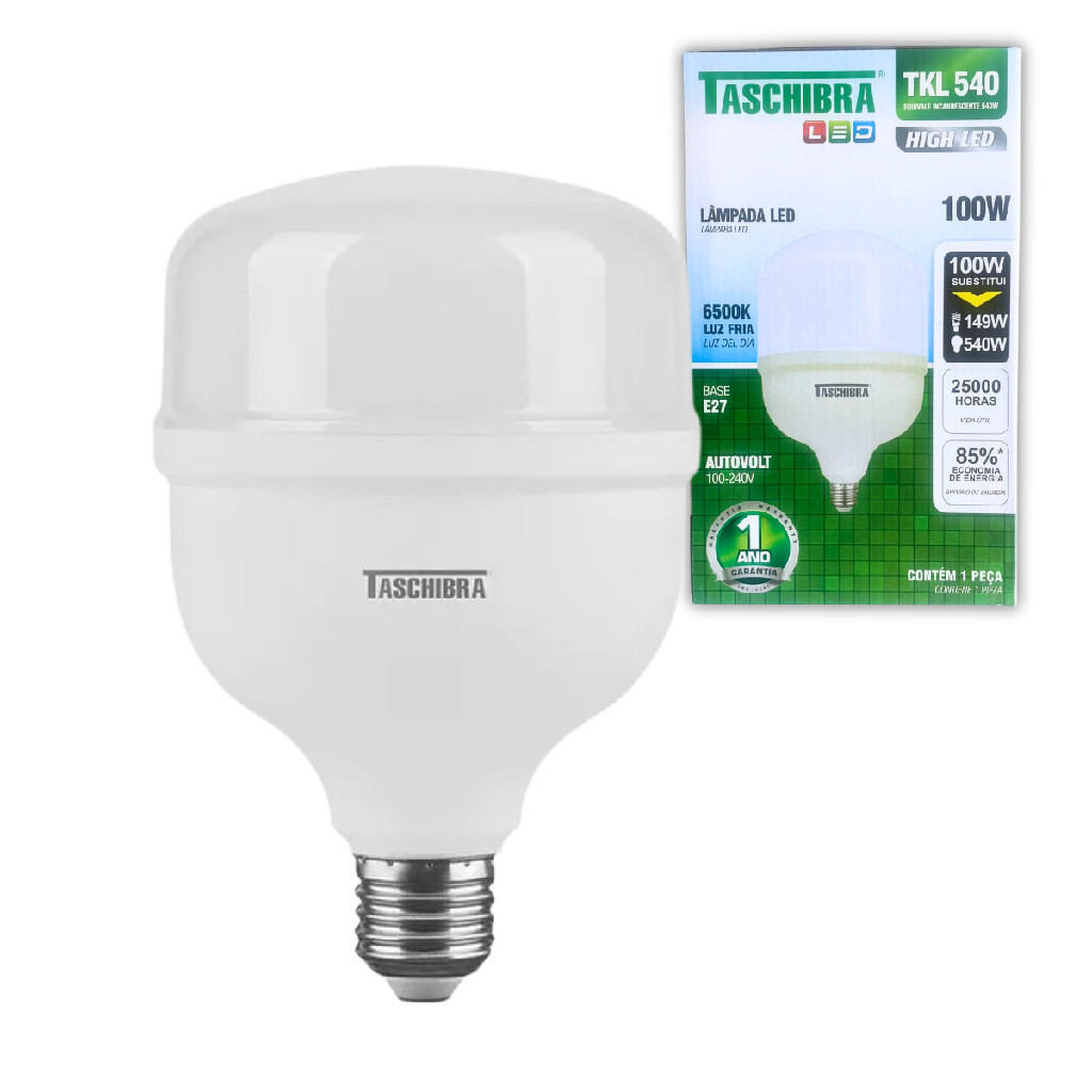 Lâmpada Led 100w 6500k Tkl 540 Bulbo Bivolt E27 Econômica Luz Fria Taschibra | Shopee Brasil