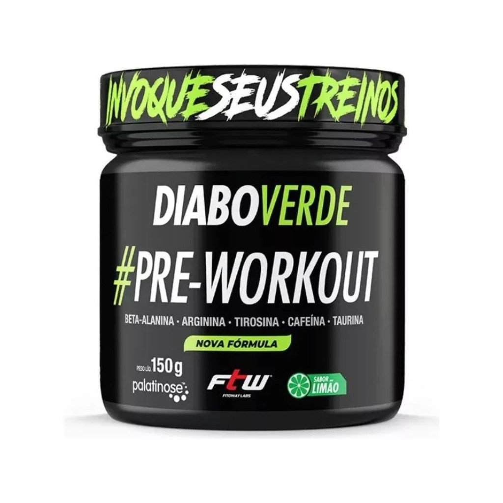 Pré Treino Diabo Verde Insano 150g Ftw Sabor Limão | Shopee Brasil