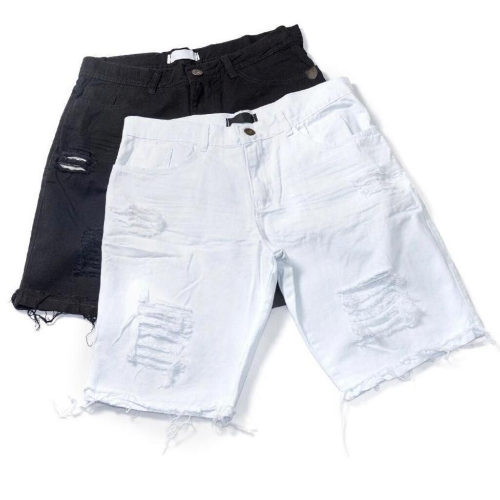 KIT COM 2 SHORTS JEANS MASCULINO RASGADO DESROYED NOVIDADE TENDENCIA ...