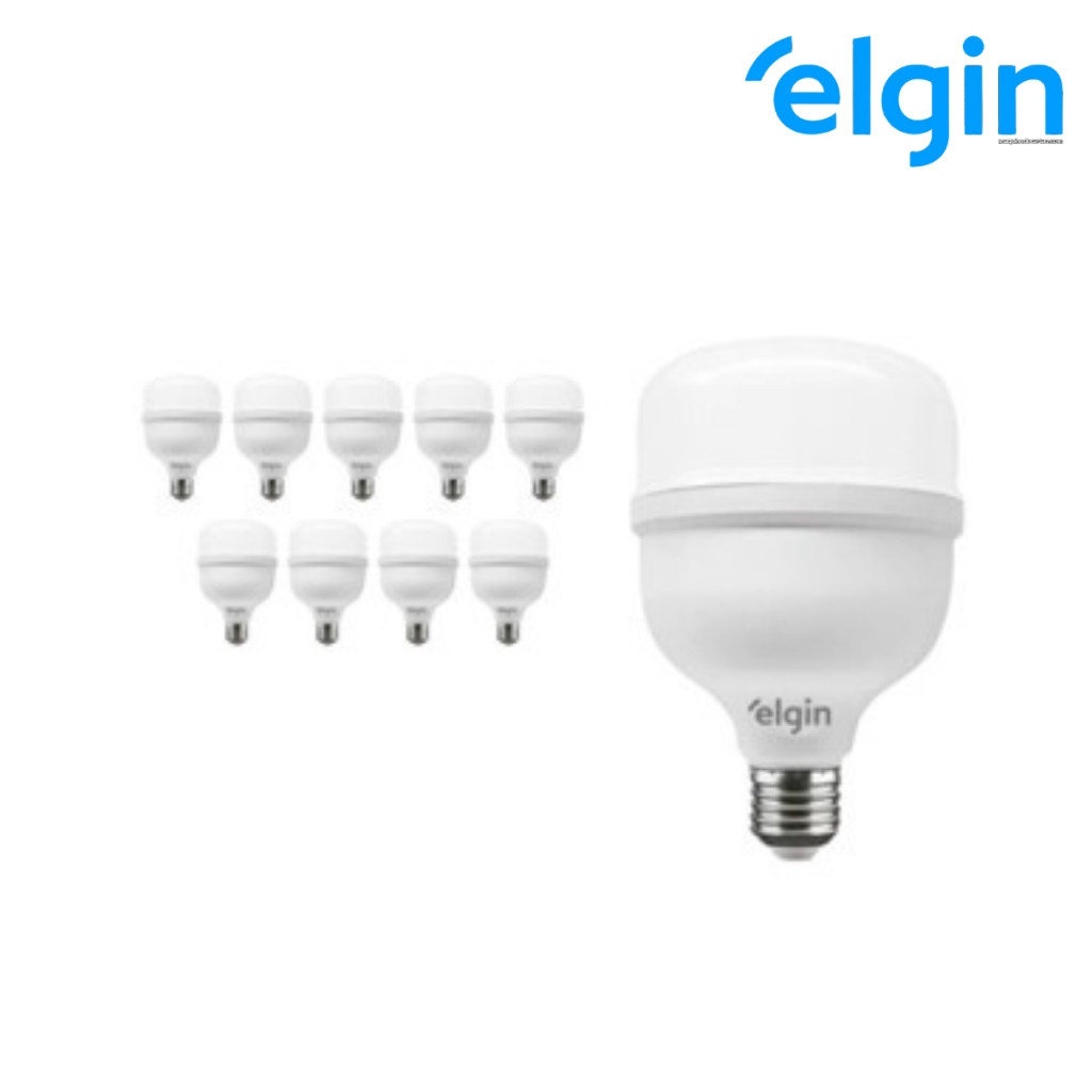 Kit Com 10 Lâmpadas 50w Super Bulbo Led Bivolt 6500K Branco Frio- Elgin | Shopee Brasil
