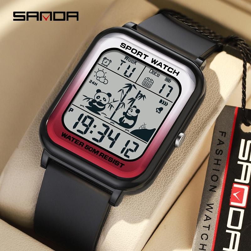 SANDA Relógio Digital Adolescentes Panda Dial Gradiente Cor Esportivo ...