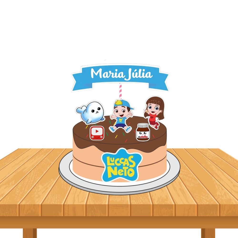 TOPO DE BOLO TOPPER DE ANIVERSÁRIO PERSONALIZADO LUCAS NETO | Shopee Brasil