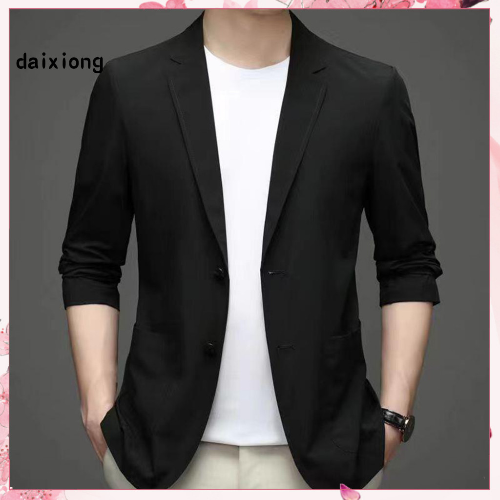 Solid Color Lapel Suit Coat Formal Men Jacket Stylish Men's Business ...