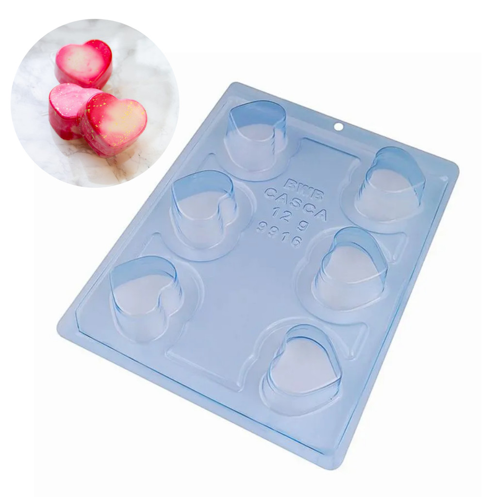 Forma Trufa Pequena Coração Chocolate C/ 3 Partes Silicone Acetato BWB ...