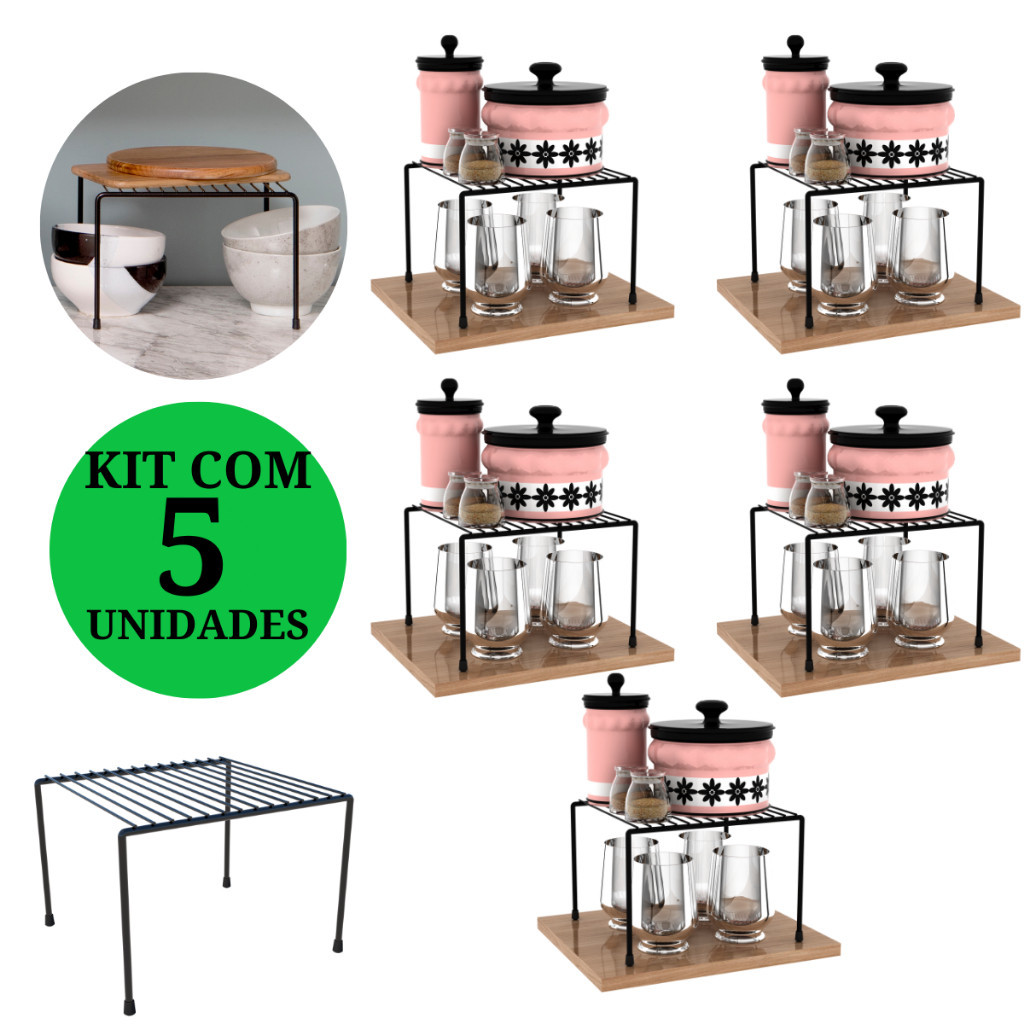 Kit 5 Organizadores De Armário Cozinha Pequeno 22cm Dicarlo | Shopee Brasil