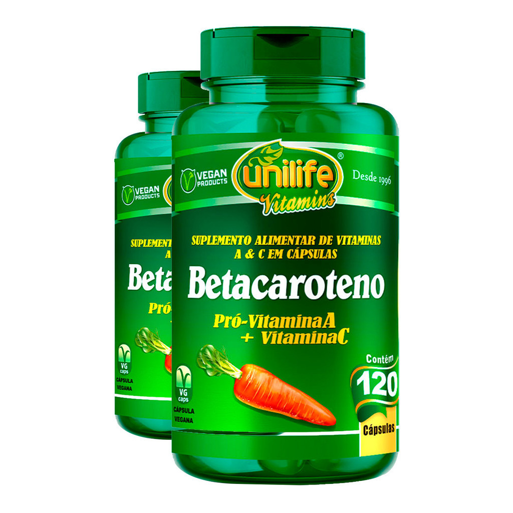Kit 2x Beta Caroteno Vitamina A e C 500mg Unilife 120 Cápsulas/Made in Usa | Shopee Brasil
