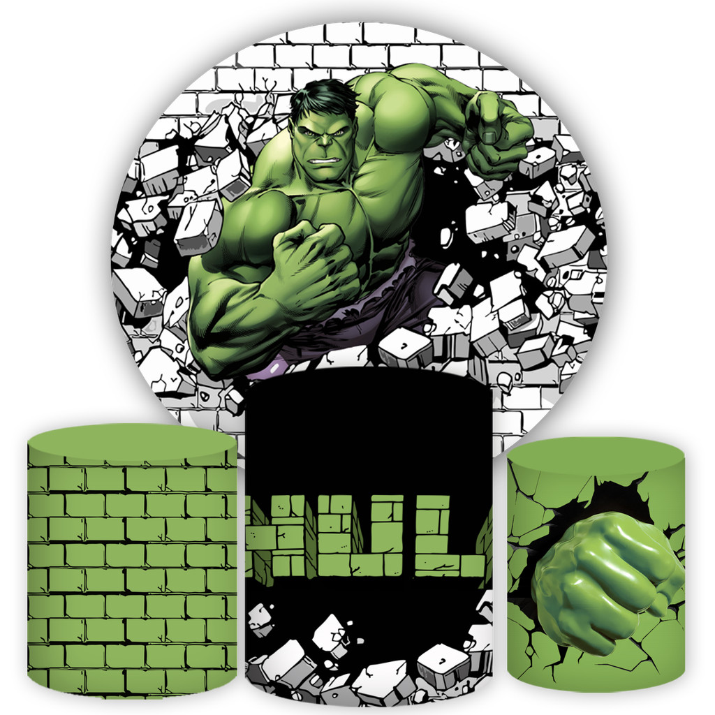 Painel Hulk Redondo + Kit Trio Capas Cilindro em Tecido Hulk | Shopee ...