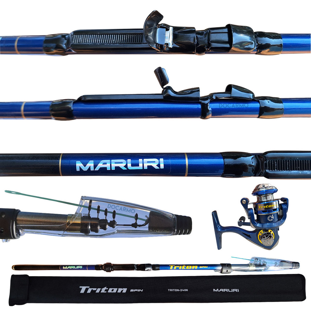 Kit Pescaria Ultra Light Vara 2,40m e Molinete Triton 500 Kit Azul para Pesca Lambari Piau ...