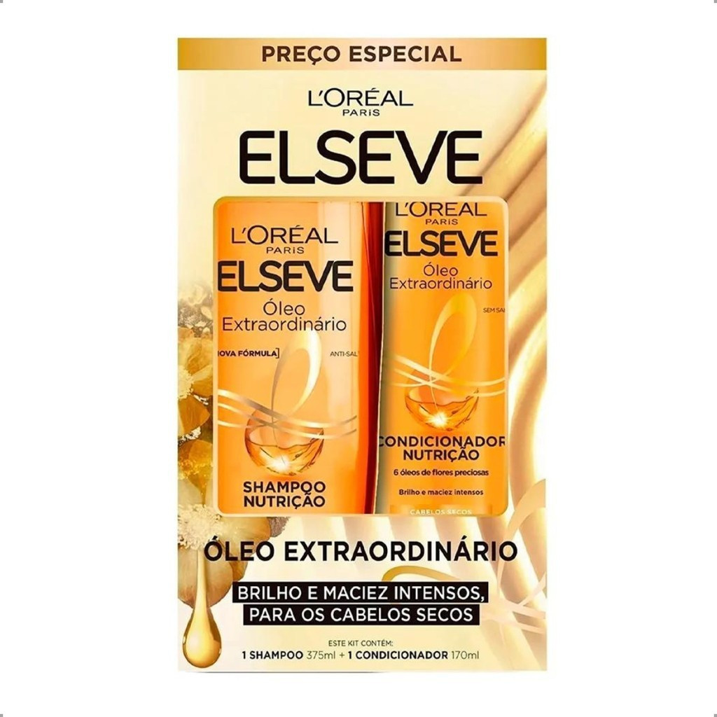 Kit Shampoo E Condicionador Elseve Óleo Extraordinário 200ml | Shopee ...