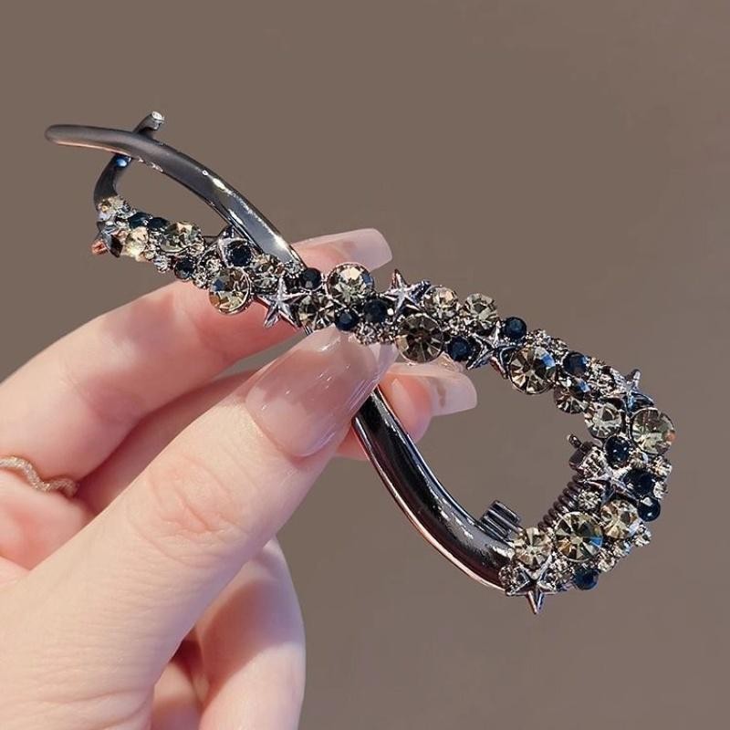 Moda Hoje Metal Strass Banana Clipe Grampos De Cabelo Sapo Fivela Rabo ...