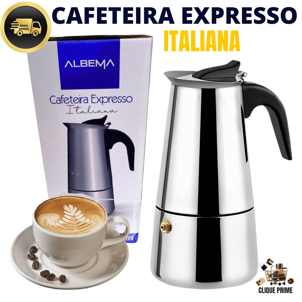 Cafeteira Expresso Italiana De Inox 200ml, 300ml Ou 450ml | Shopee Brasil