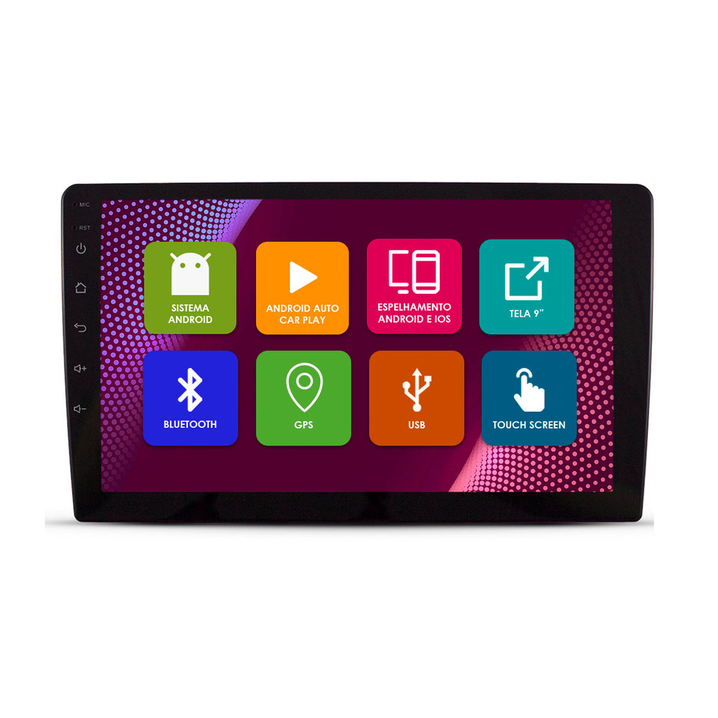 Central Multimidia 9 Pol Android 2Gb Ram 32Gb Flash Quad-Core E-Tech Premium 2 Din Gps Wifi Ips ...