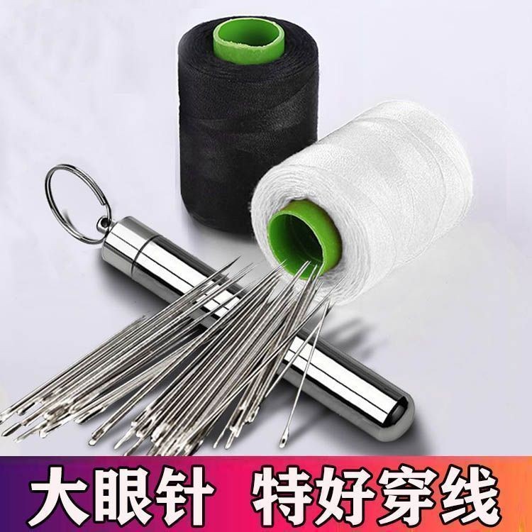 Conjunto de Agulhas de Costura Kit Durável Linha de Costura Linha Preta ...