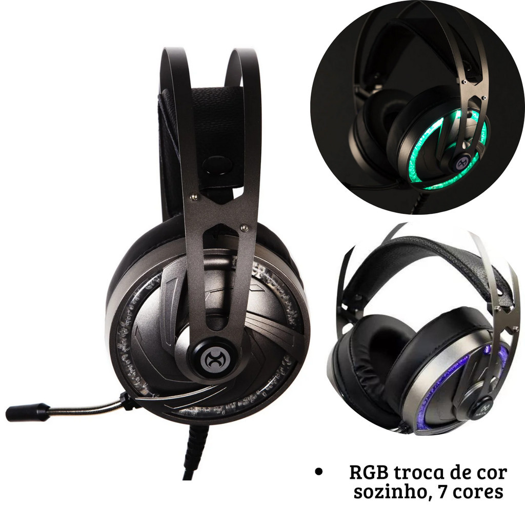 Fone Gamer Headset RBG cabo alta qualidade USB Microfone Mox | Shopee ...