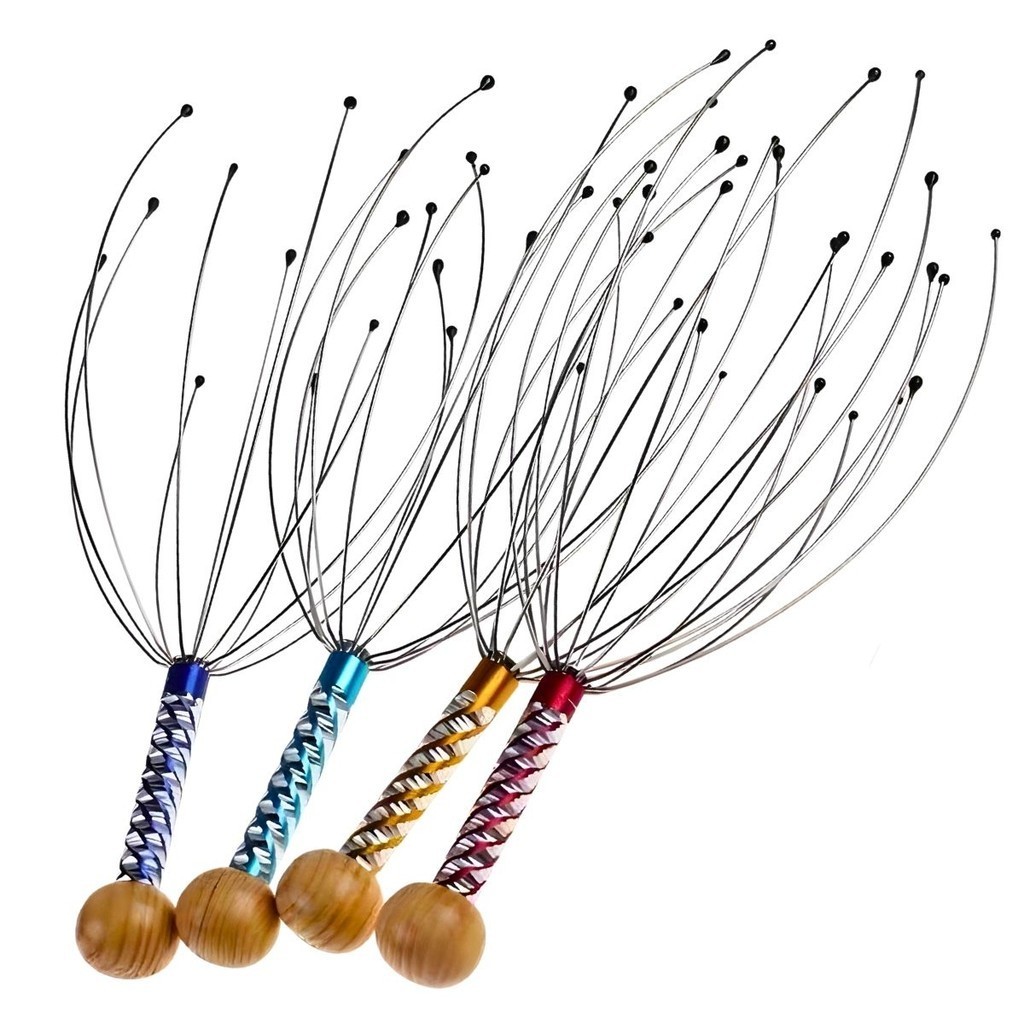 Kit 02 Massageador De Cabeça Inox 12 Pontas Macias Anti Estresse