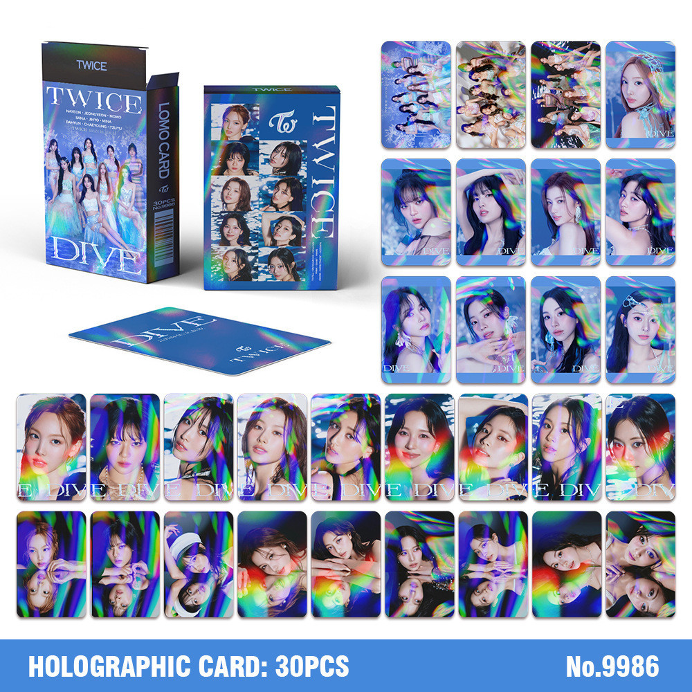 30Pcs TWICE DIVE Album Laser Hologram Lomo Cards With You-th ...