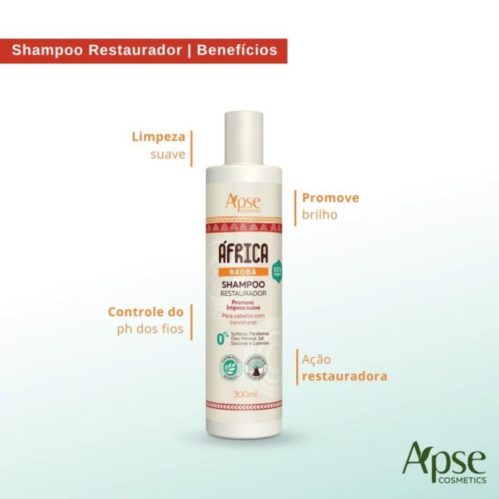 Shampoo Africa Baobá Restaurador 300 ML Apice ( Apse ) | Shopee Brasil