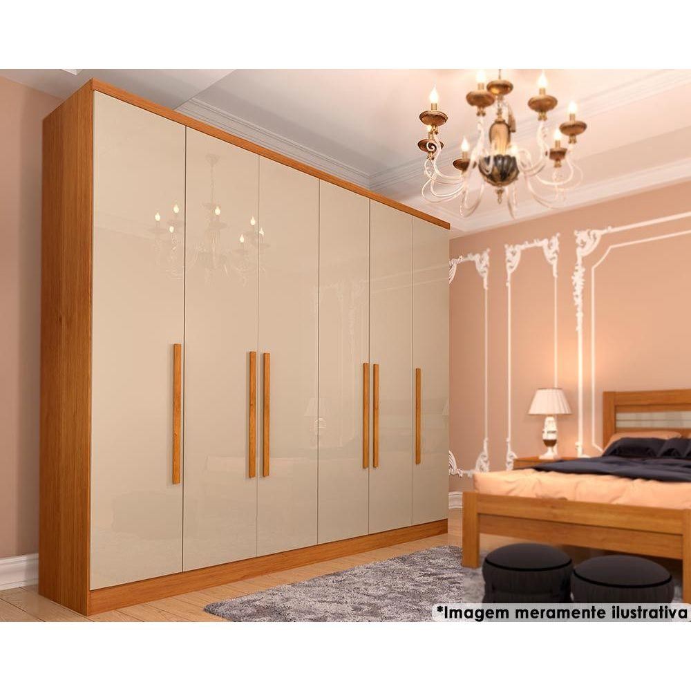 Guarda Roupa Casal Veneza c/ 6 Portas e 4 Gavetas Cinamomo/Off White - Tcil Móveis | Shopee Brasil