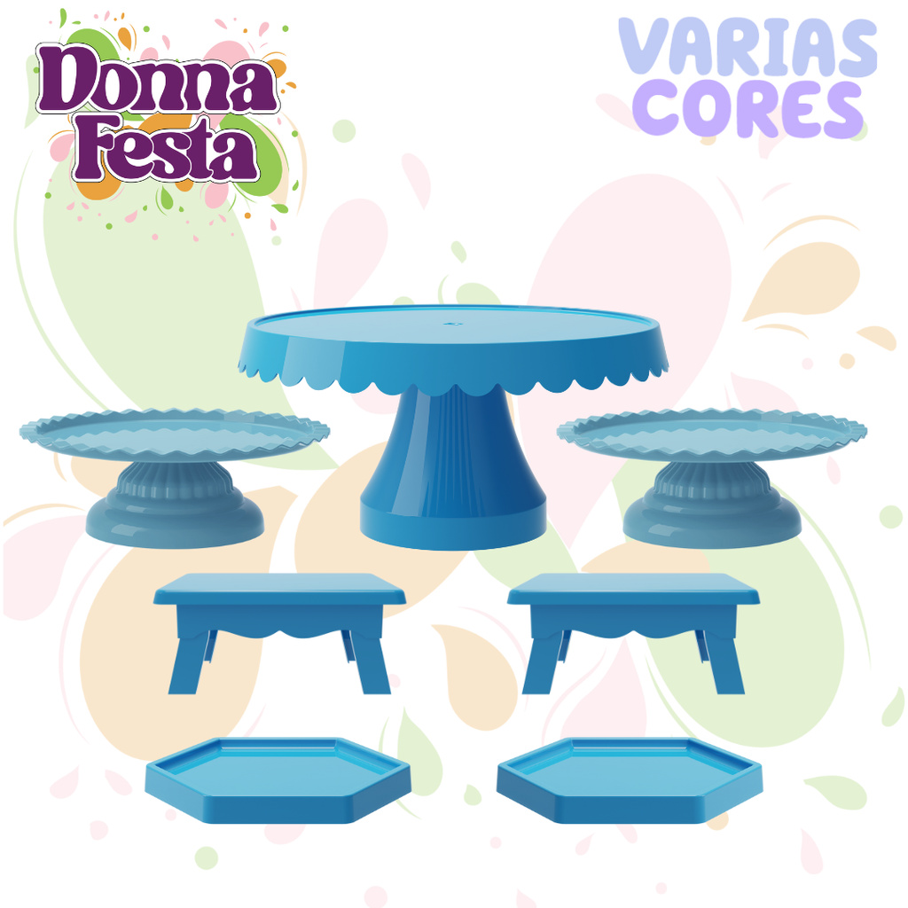 Kit Boleira Plus 24x12 cm + 2 Mesas para Doces + 2 Mini Boleira Slim ...